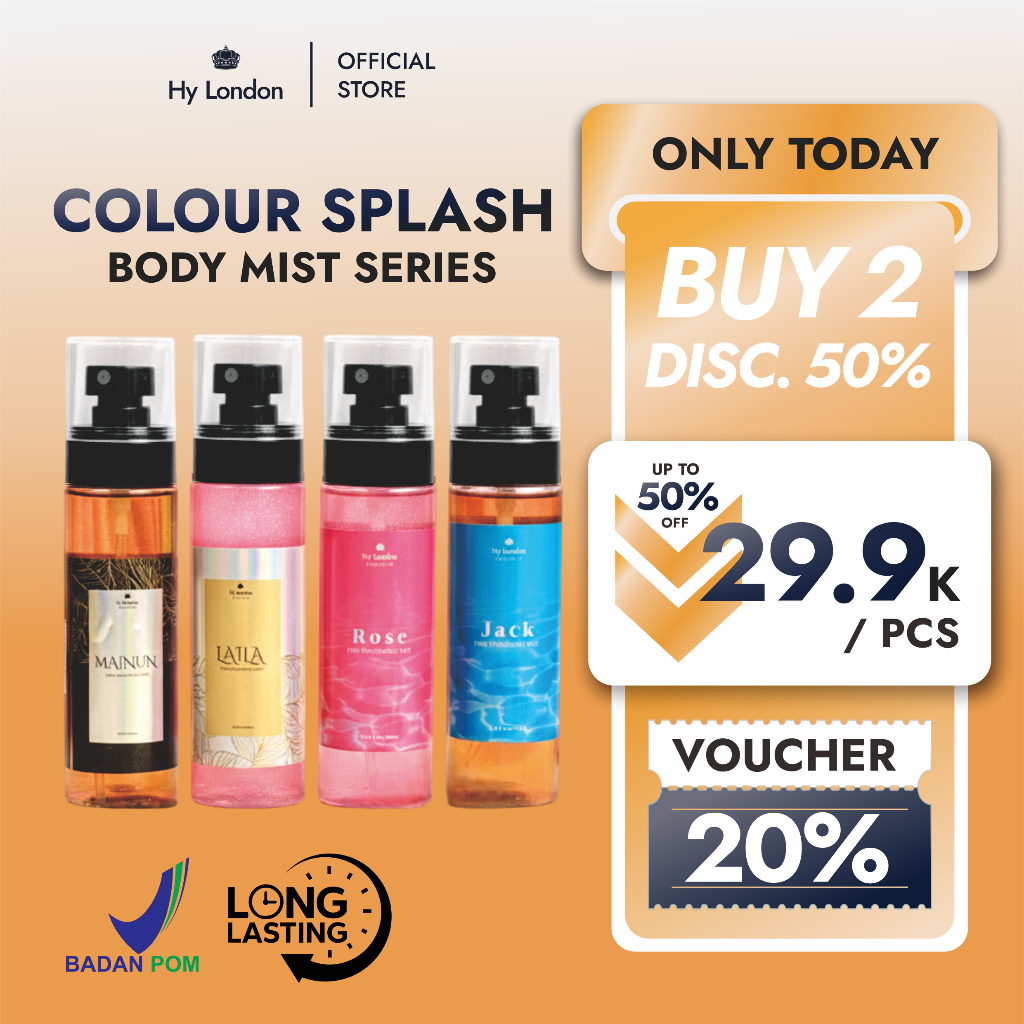 Jual [BUY 2 DISC 50%] HY LONDON BODY MIST Colour Splash 100ml | Shopee ...