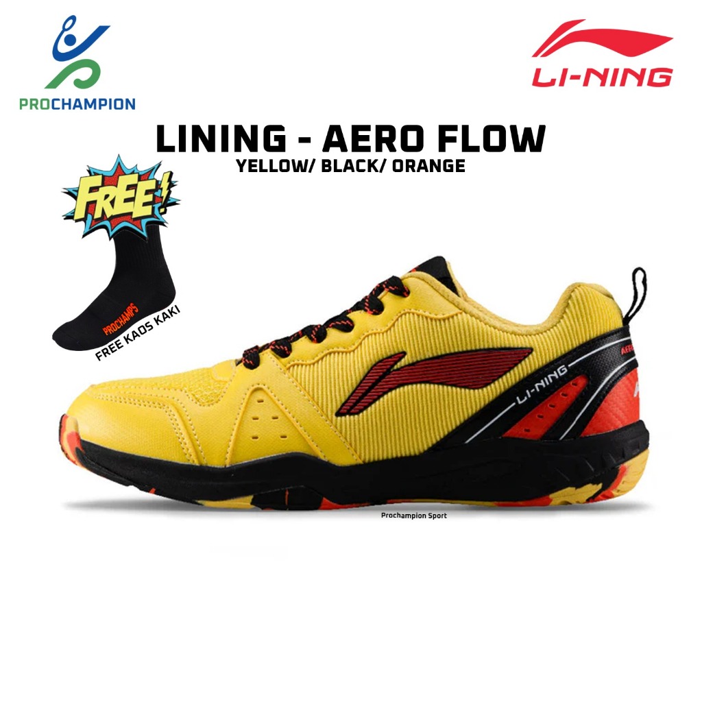 Jual Sepatu Badminton LINING Aero Flow Yellow Black Orange | Shopee ...