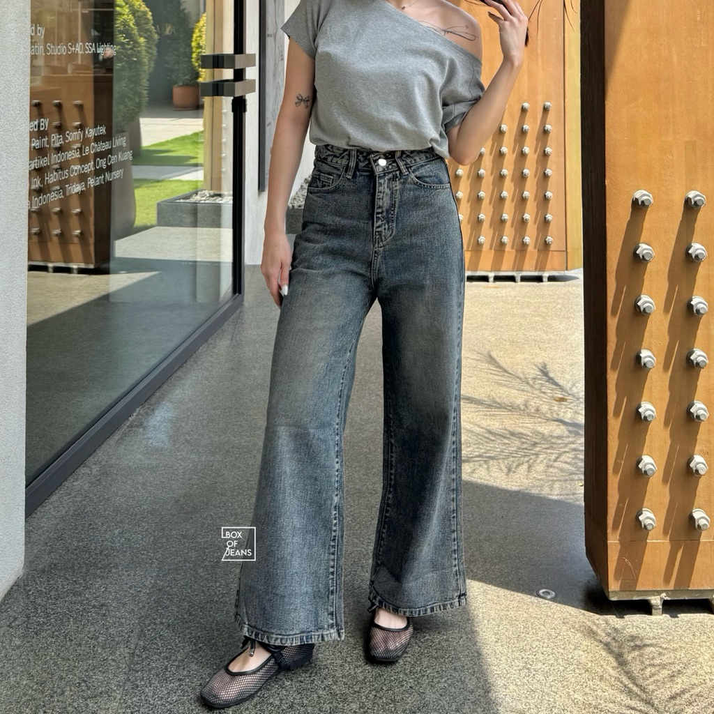 Jual Boxofjeans - NAMI Wide Leg Baggy Jeans - RETRO BLUE | Shopee Indonesia