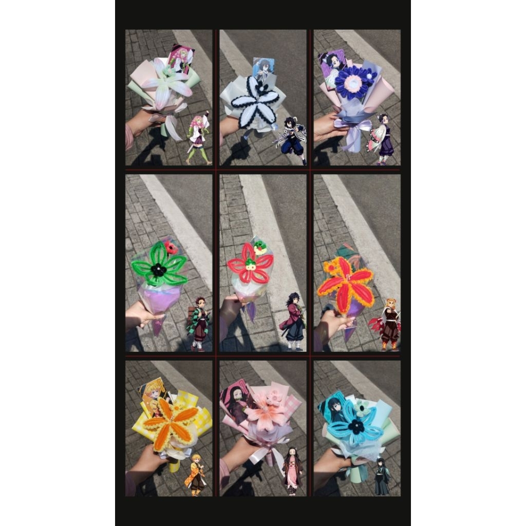 Jual buket demon slayer / demon slayer handmade merch / bunga demon ...