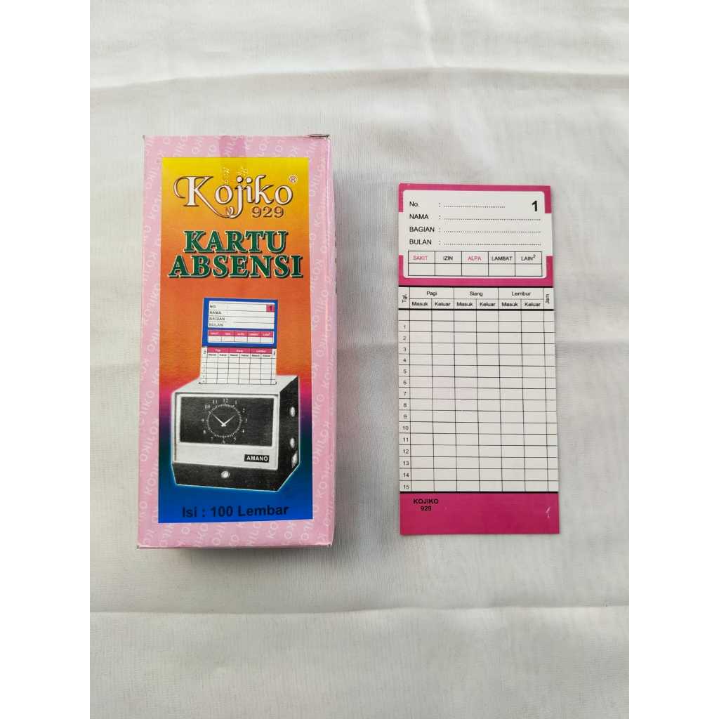 Jual KOJIKO KARTU ABSEN 100 LEMBAR / KARTU ABSENSI KARYAWAN | Shopee ...