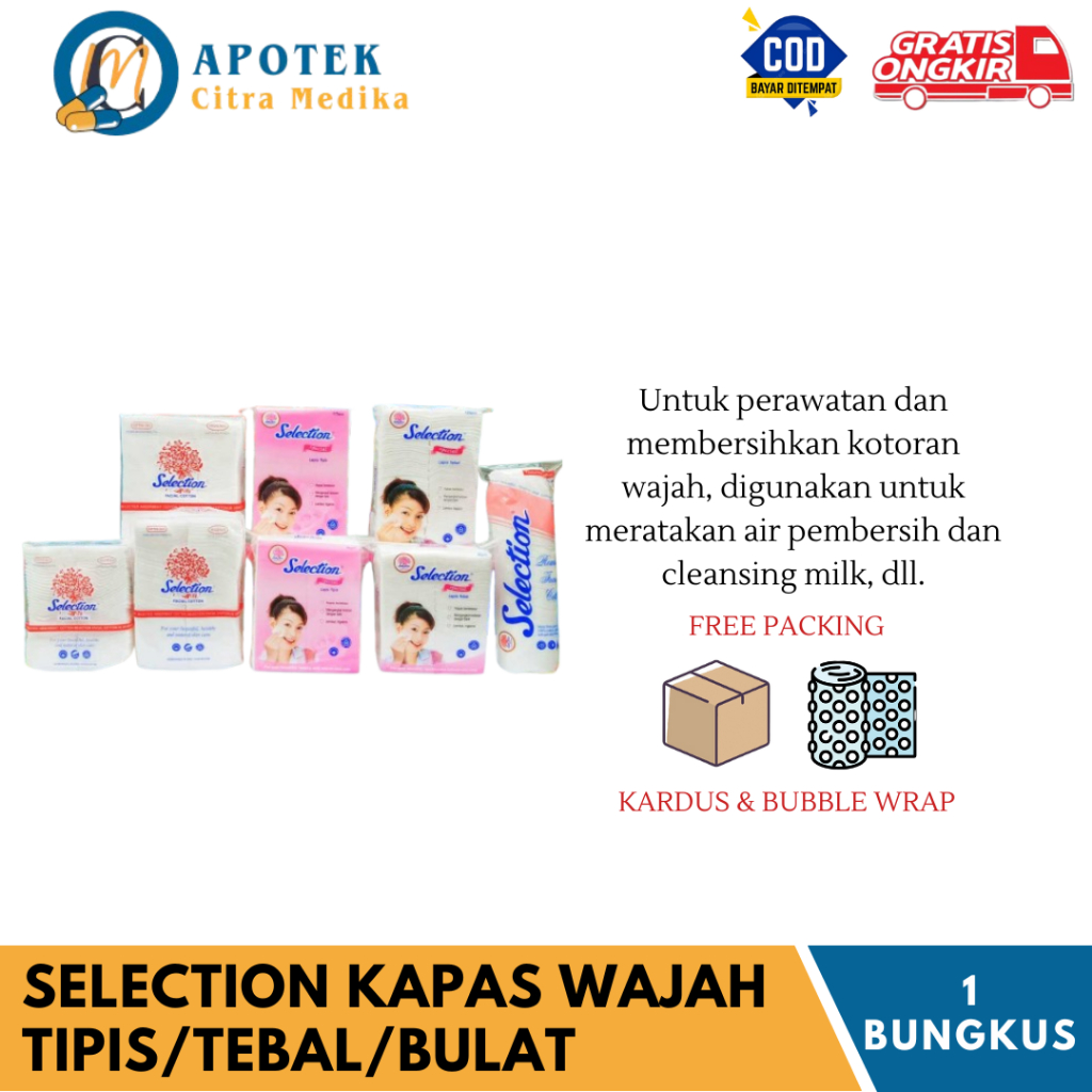 Jual SELECTION KAPAS WAJAH TIPIS/TEBAL/BULAT (1 BUNGKUS) - KAPAS ...
