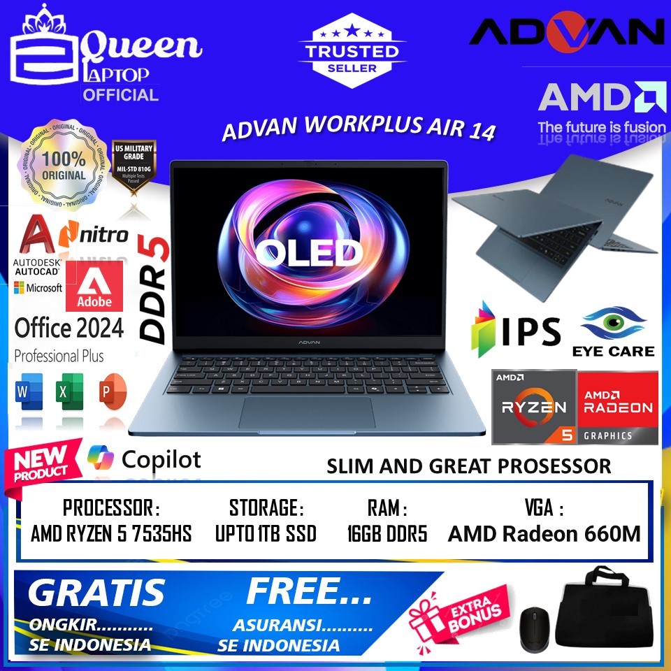Jual Laptop Advan Workplus R5 14 AMD RYZEN 5 6600H 16GB DDR5 1TB SSD ...