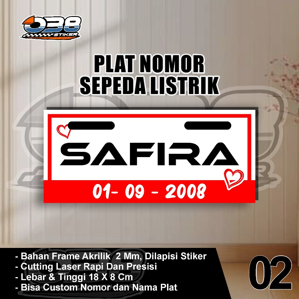 Jual Plat Nomor Sepeda Listrik Akrilik Universal Custom Nama Plate ...