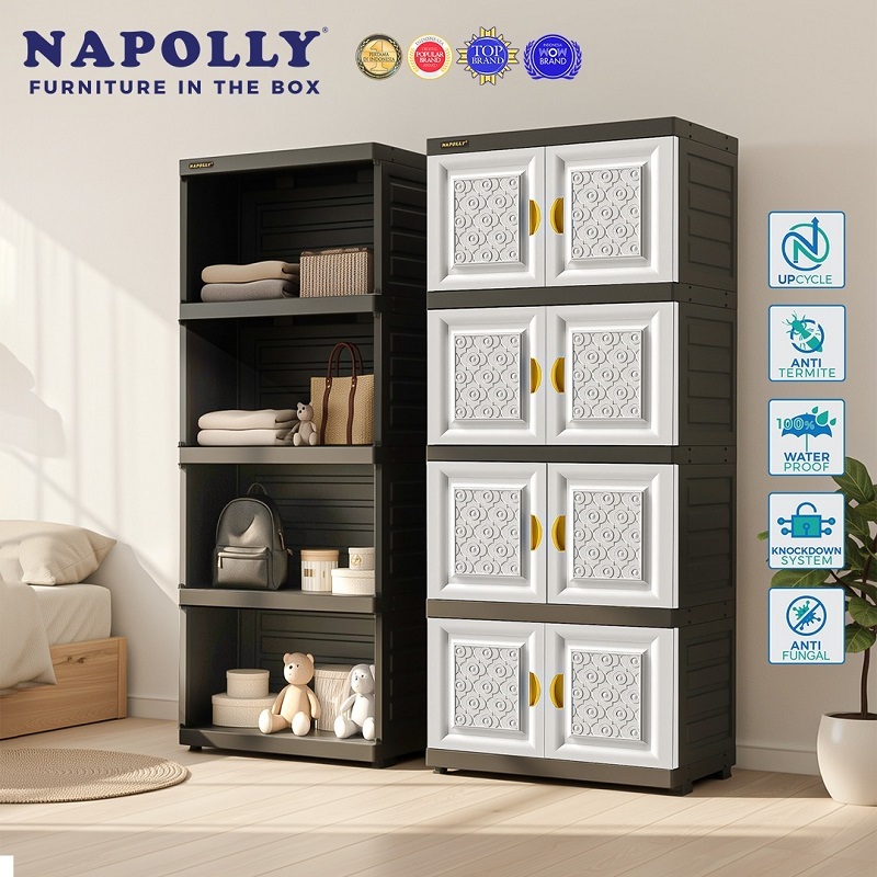 Jual Napolly Lemari Plastik 4 Susun Rak MCAB 48 BATIQ Pintu Putih MURAH ...