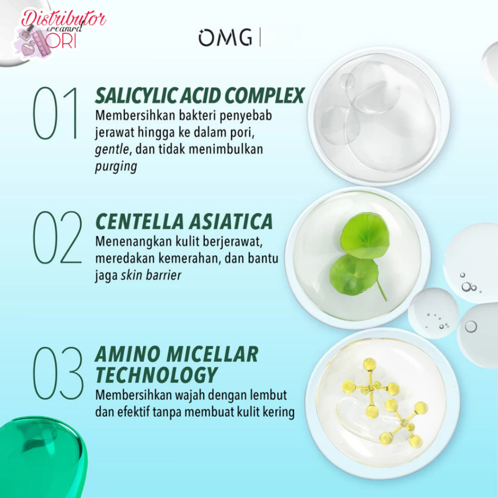 Jual OMG OH MY GLOW Salicylic Acid Cica Low pH Gel Cleanser Facial wash ...