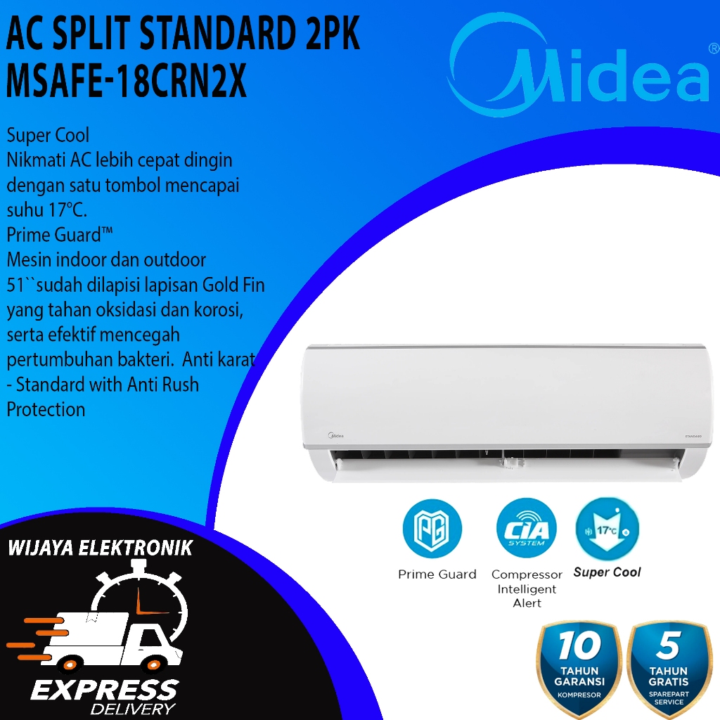 Jual AC SPLIT MIDEA MSAFE18CRN2 / AC MIDEA 2PK MSAFE 18CRN2 | Shopee ...