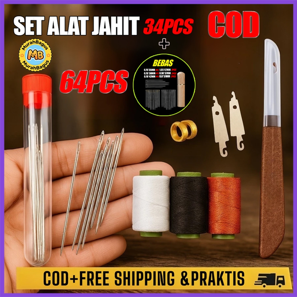 Jual COD+64PCS Jarum jahit tangan, jarum lubang besar, jarum lansia ...