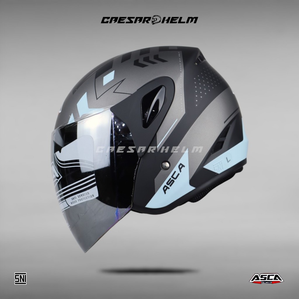 Jual ASCA Strike Motif Arrow - Black/Blue Doff - Helm Half Face ...