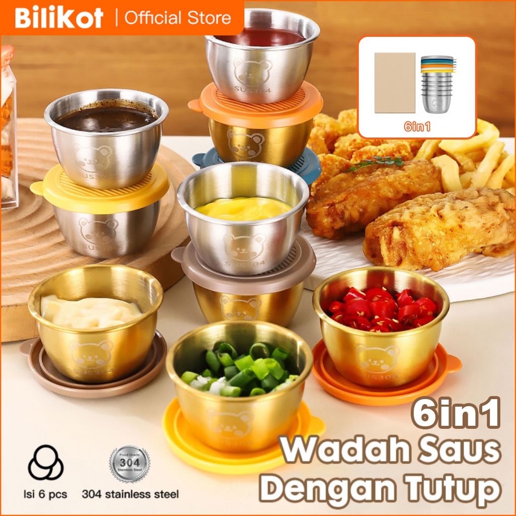 Jual Bilikot 6in1 Wadah Saus Karakter 80ml | Wadah Saos Stainless Steel ...