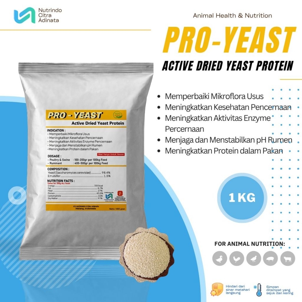 Jual PRO YEAST - PROBIOTIK TERNAK - DRY YEAST PROTEIN - SACCHAROMYCES ...