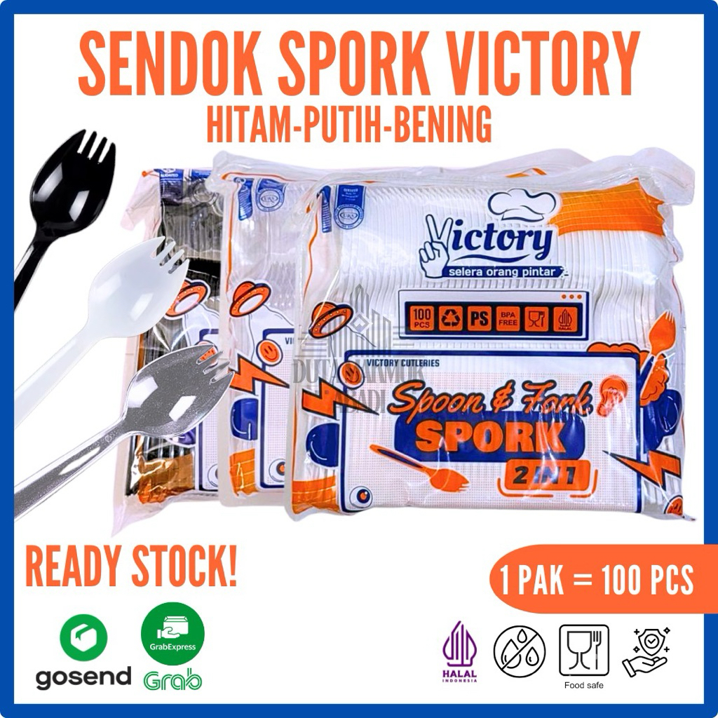 Jual 100 Pcs) Sendok Garpu SPORK VICTORY /Sendok Garpu Plastik 2 in 1 ...