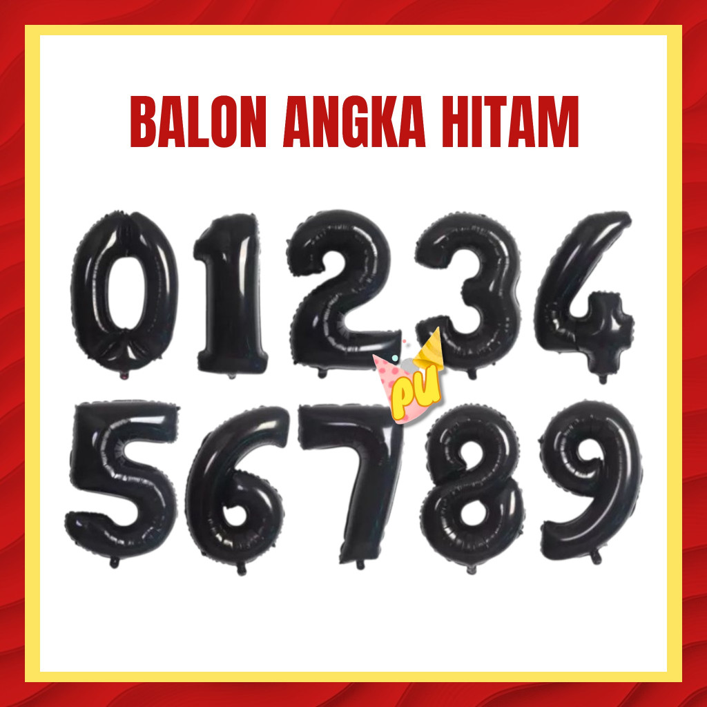 Jual Balon Angka Hitam 40cm | Shopee Indonesia