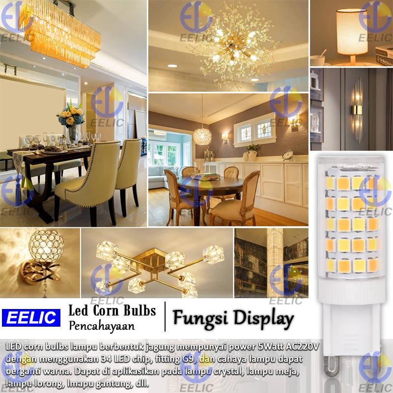 Jual EELIC ELC-G9T5W Led Corn Bulbs Lampu Bentuk Jagung Power 5 Watt 220V Menggunakan Fitting G9 ...