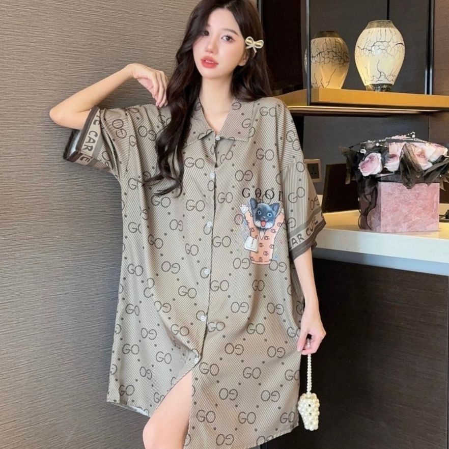 Jual Gaun Tidur Jumbo Sutra Es Wanita/Piyama Dress Tidur Korea Fashion ...