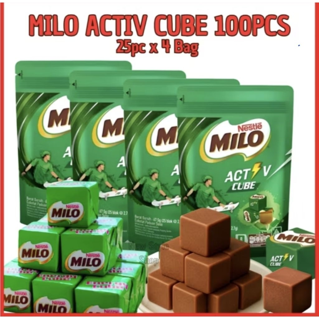 Jual 4 Pouch Milo Activ Cube Isi 100pcs ( Masing2 Pouch isi 25pcs ...