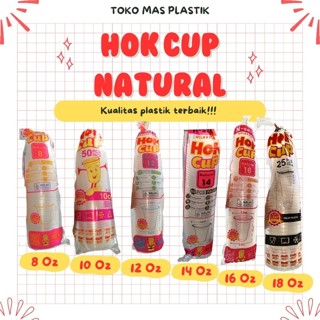 Jual HOK CUP 8 OZ, 10 OZ, 12 OZ, 14 OZ, 16 OZ, 18 OZ, 22 OZ, CUP POP ...