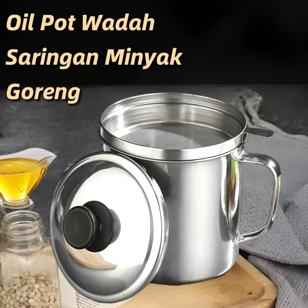 Jual Oil Pot Wadah Saringan Minyak Stainless Steel 1.3 L/ STAINLESS ...