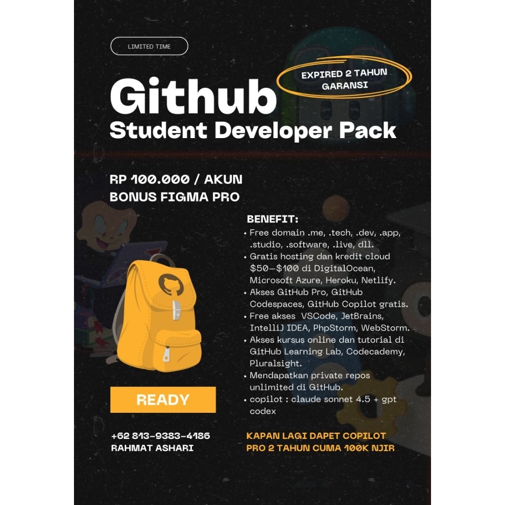 Jual Github Student Pack & Copilot Pro paket lengkap 2 tahun garansi | Shopee Indonesia
