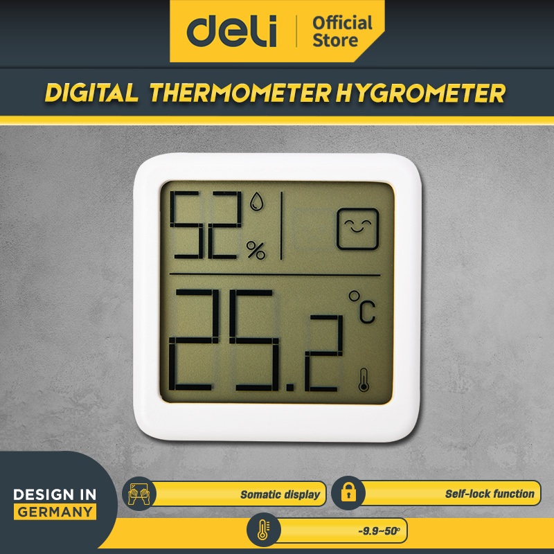 Jual Deli Tools Termometer Digital Thermometer Hygrometer -9.9 50 c ...