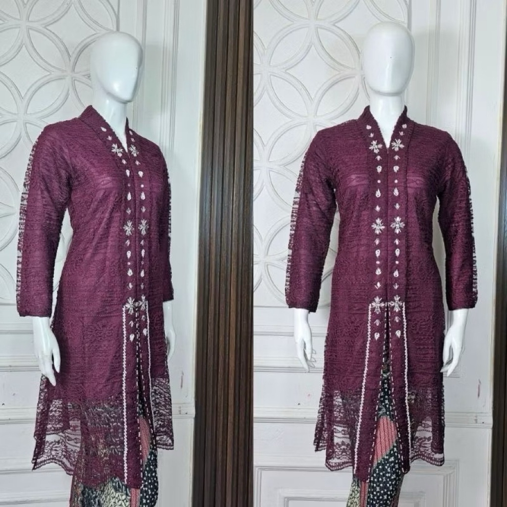 Jual Davi Kebaya - Setelan Kebaya Kartini Brokat Payet /Kebaya Kartini ...