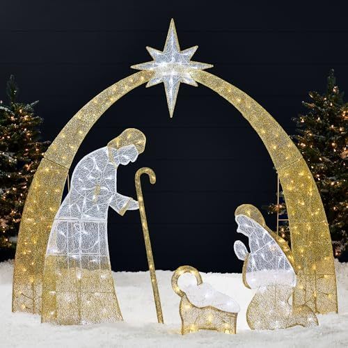 Jual Best Choice Products 4.5ft Lighted 2D Outdoor Nativity Scene ...
