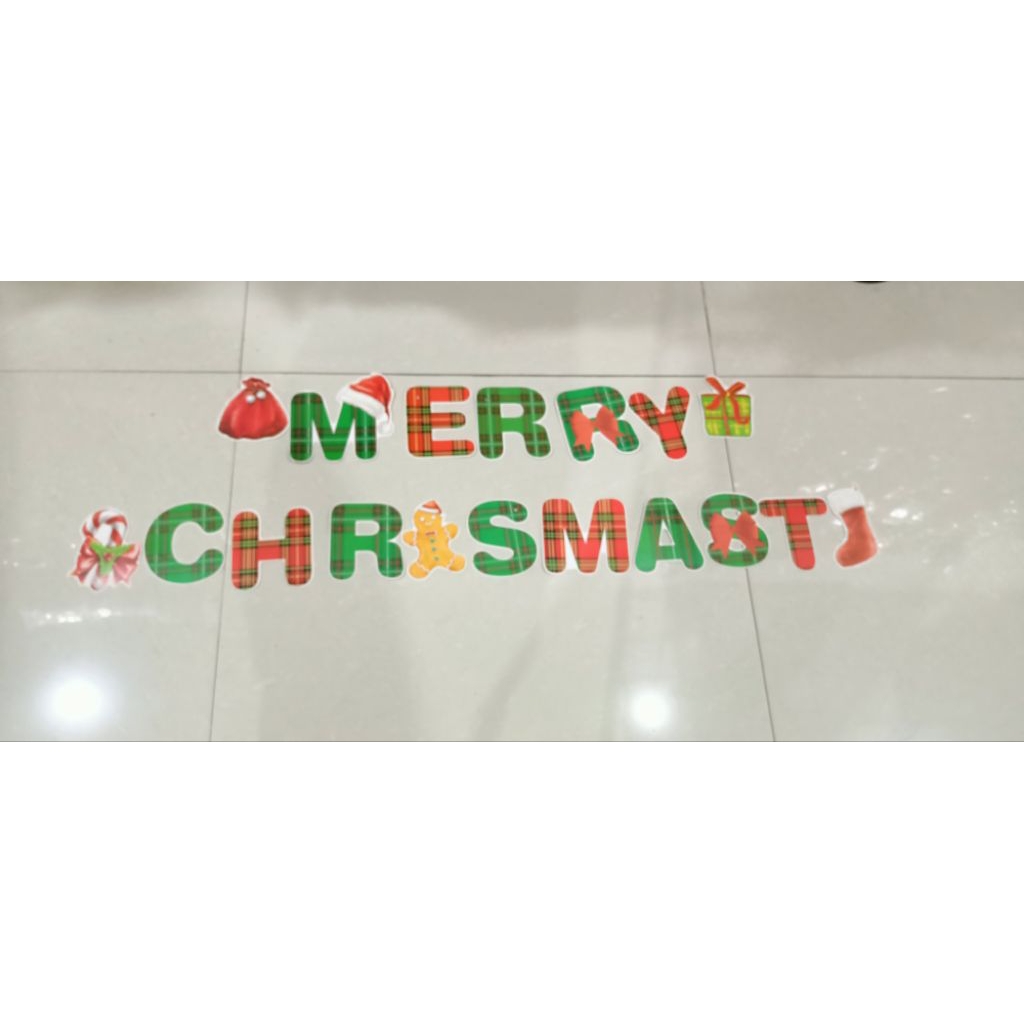 Jual Banner Tulisan Merry Christmas Banner Christmas Santa Flags Banner ...