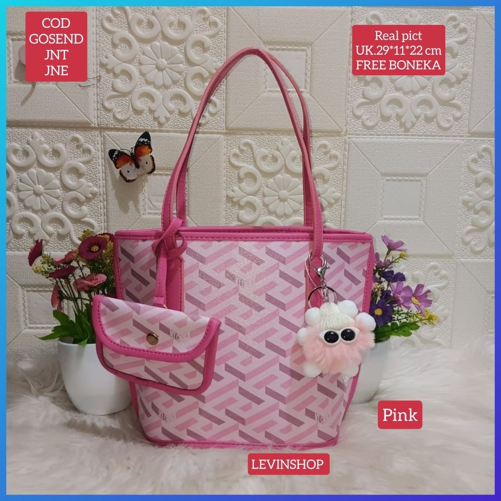 Jual Tas Tote Mychoice zig zag/COD FREE POM POM | Shopee Indonesia