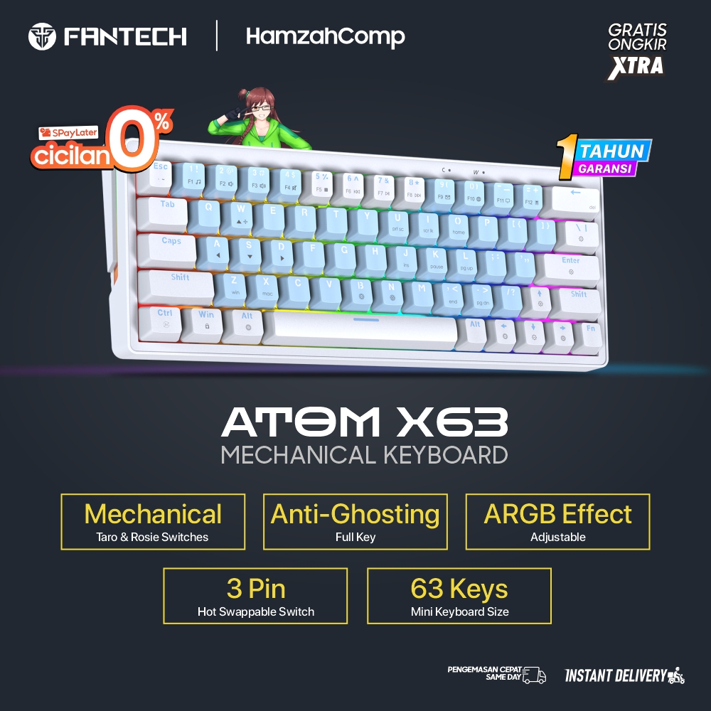 Jual Fantech Atom X63 Mechanical Keyboard AME Edition ARGB Lightning ...