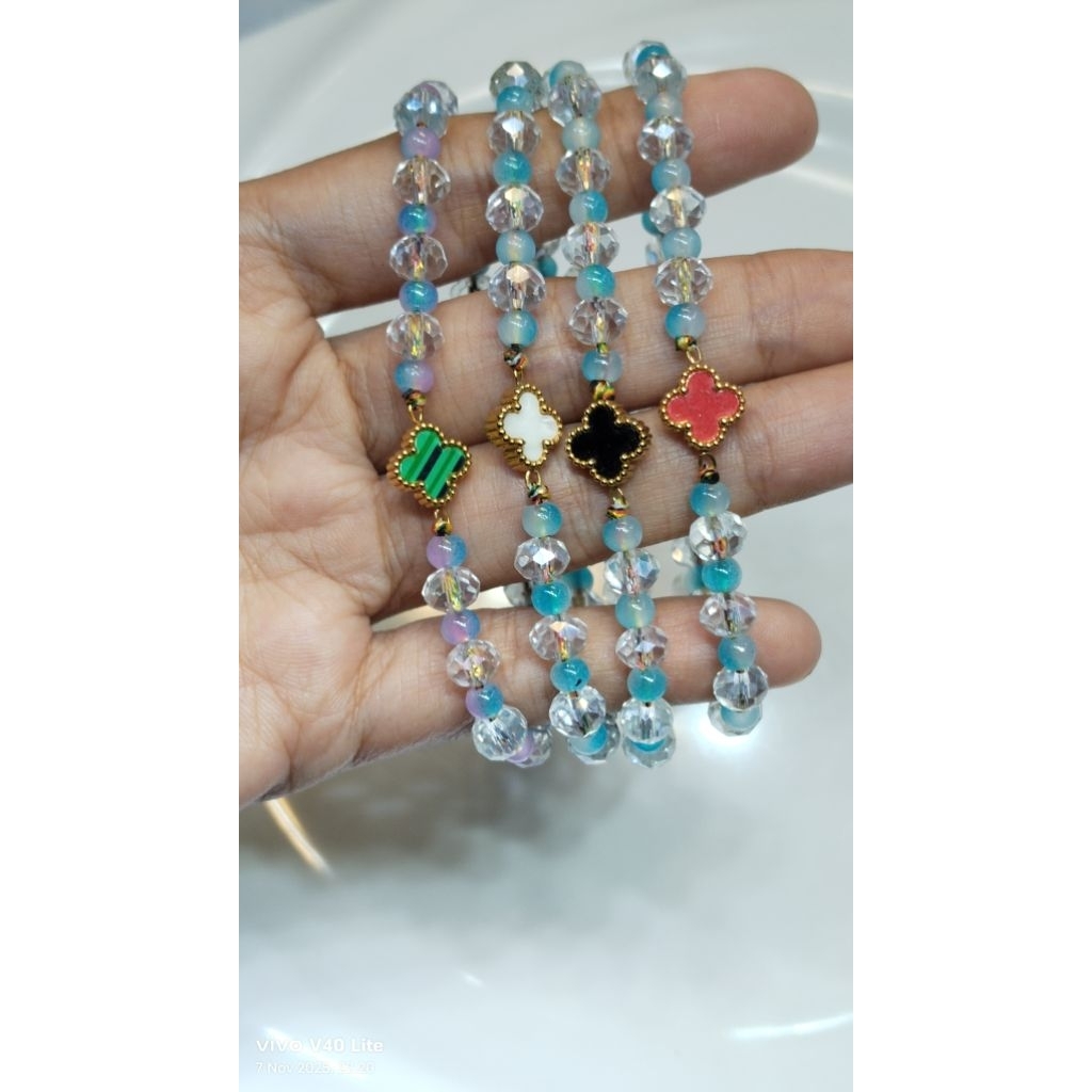 Jual GELANG CLOVER TITANIUM MIX BATU&KRISTAL | Shopee Indonesia