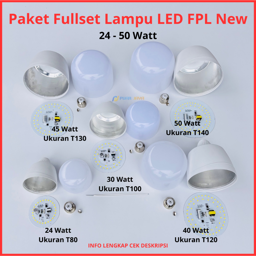 Jual Paket Lampu LED FPL New Full Set Siap Rakit 24 30 40 45 50 Watt ...
