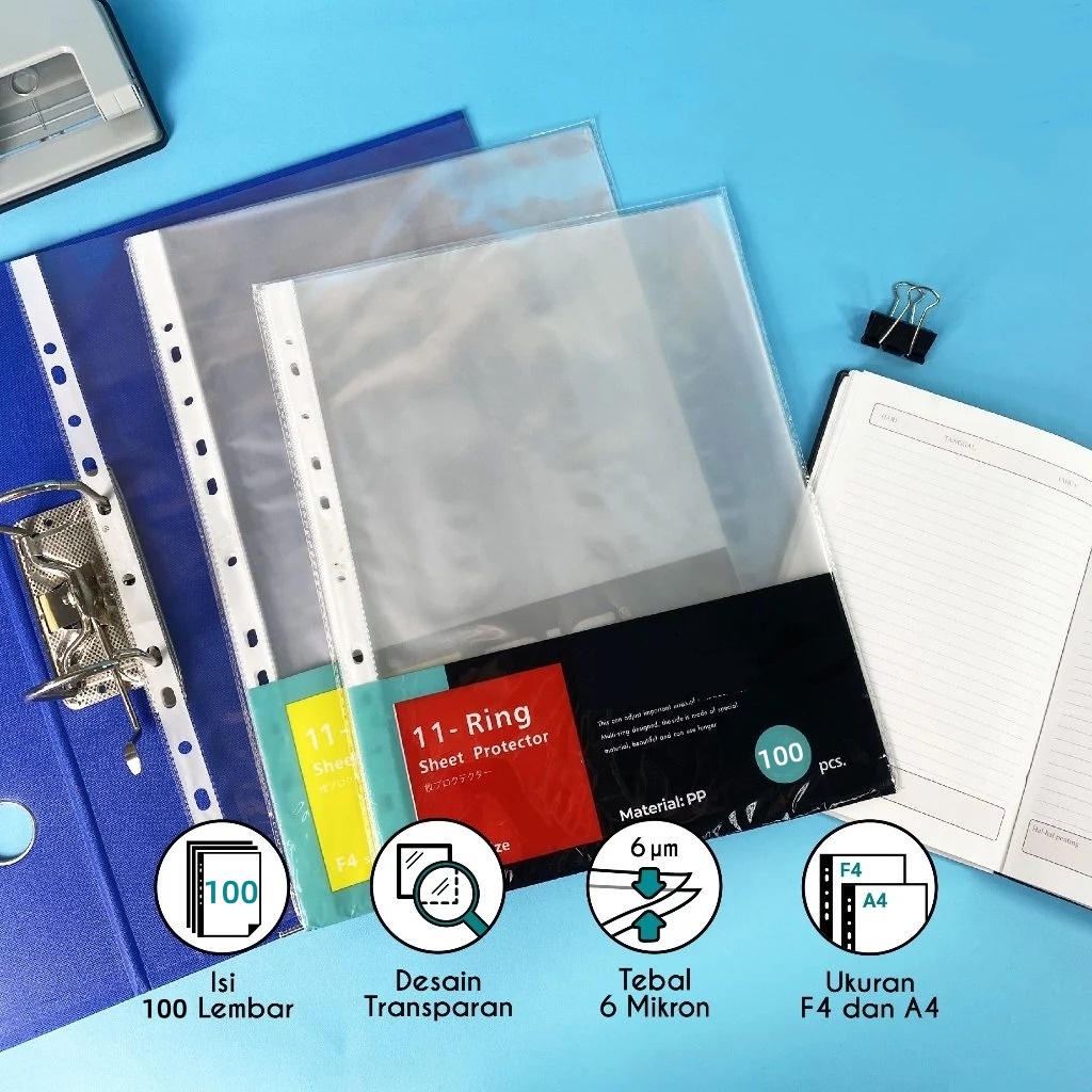 Jual 100 Lembar A4 F4 Sheet Protektor Folio Plastik PP Pocket ...