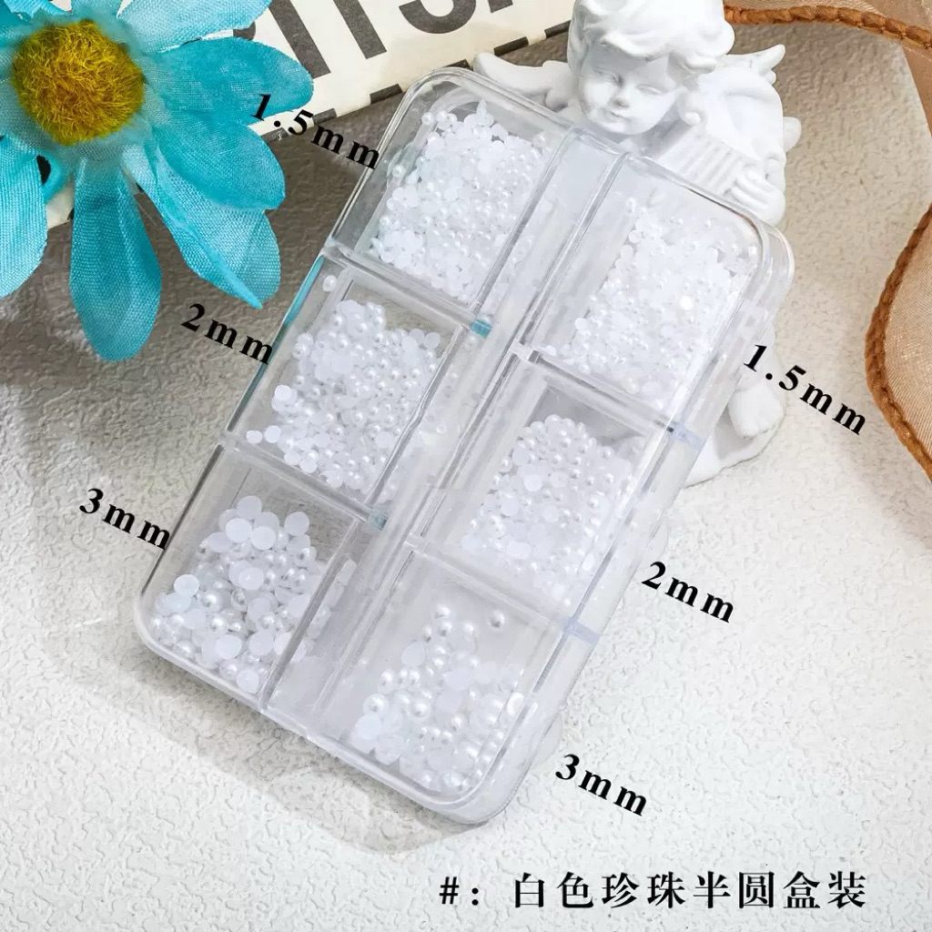 Jual Nail Art Charm Mix Ukuran Pearl Aksesoris Kuku Nail Art White Nail ...