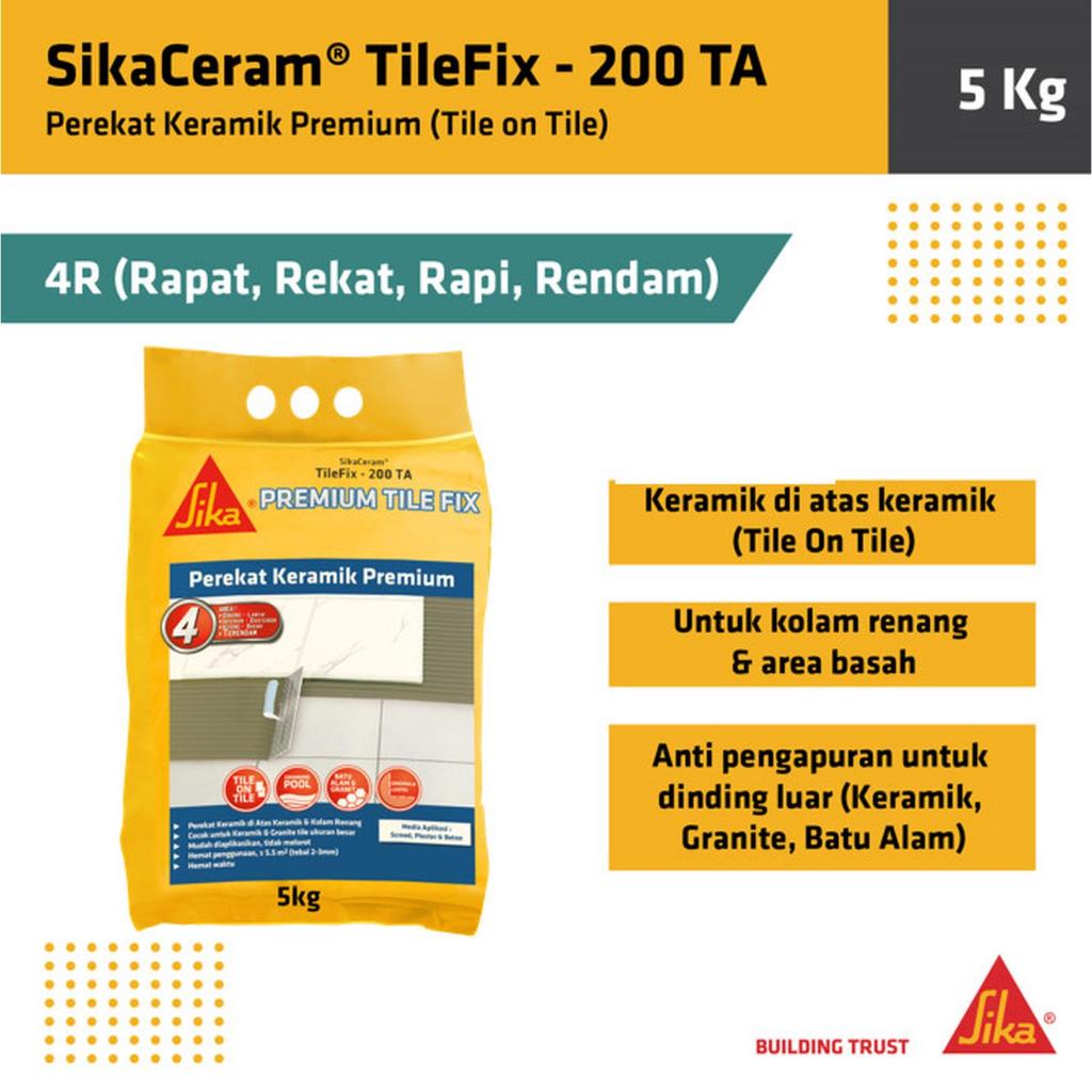 Jual SikaCeram 200 TA Mortar Lem Perekat Keramik Tile On Tile 5kg ...