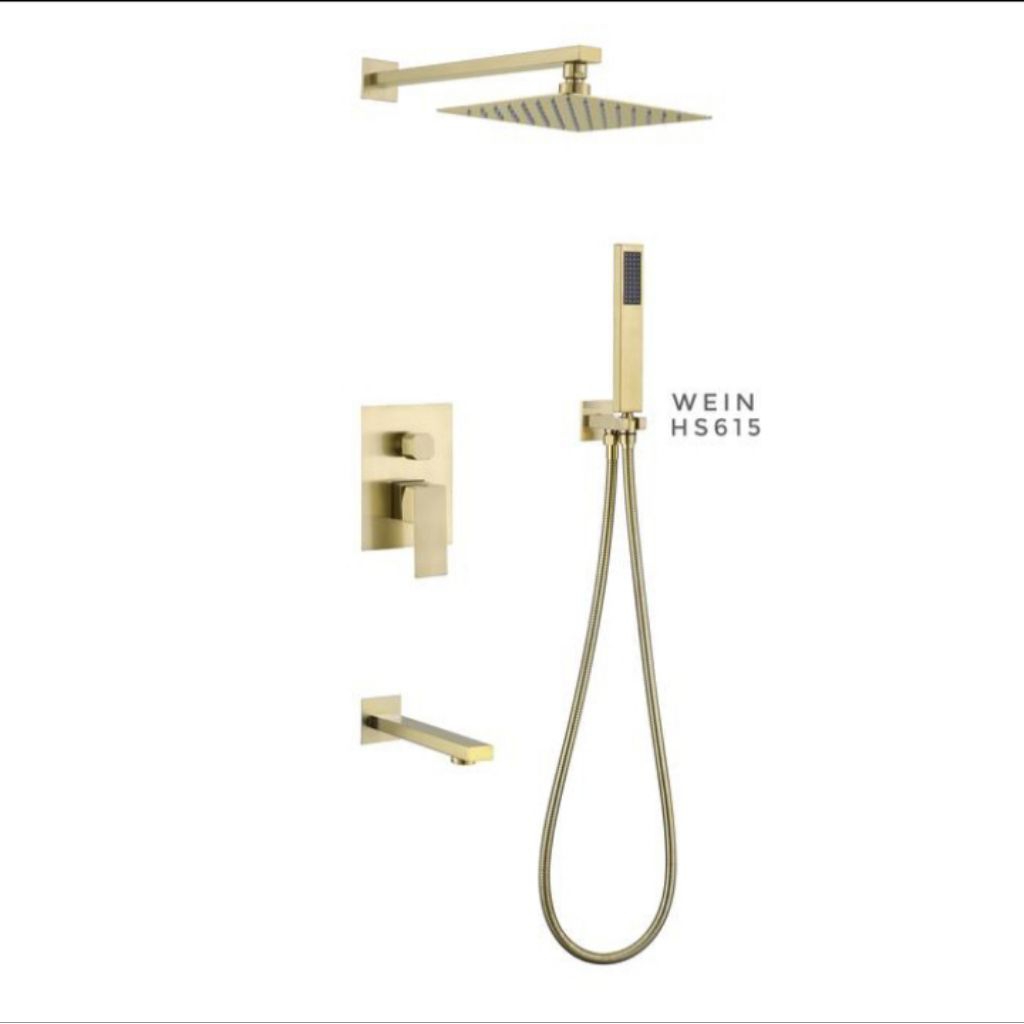 Jual Shower tanam mixer set 3 fungsi brush gold anti karat, shower ...