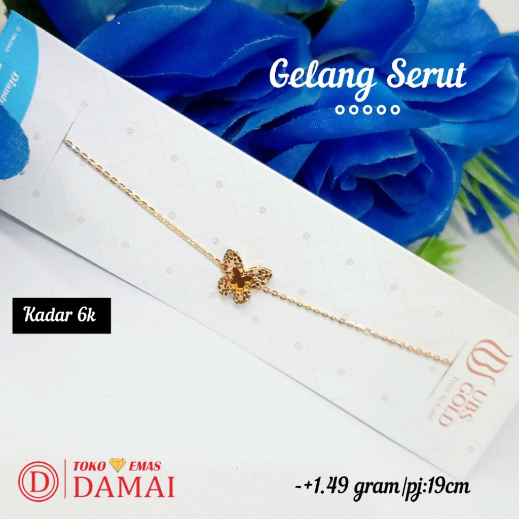 Jual Gelang Rante emas model serut kupu-kupu 6k ||-+1.49gram | Shopee ...