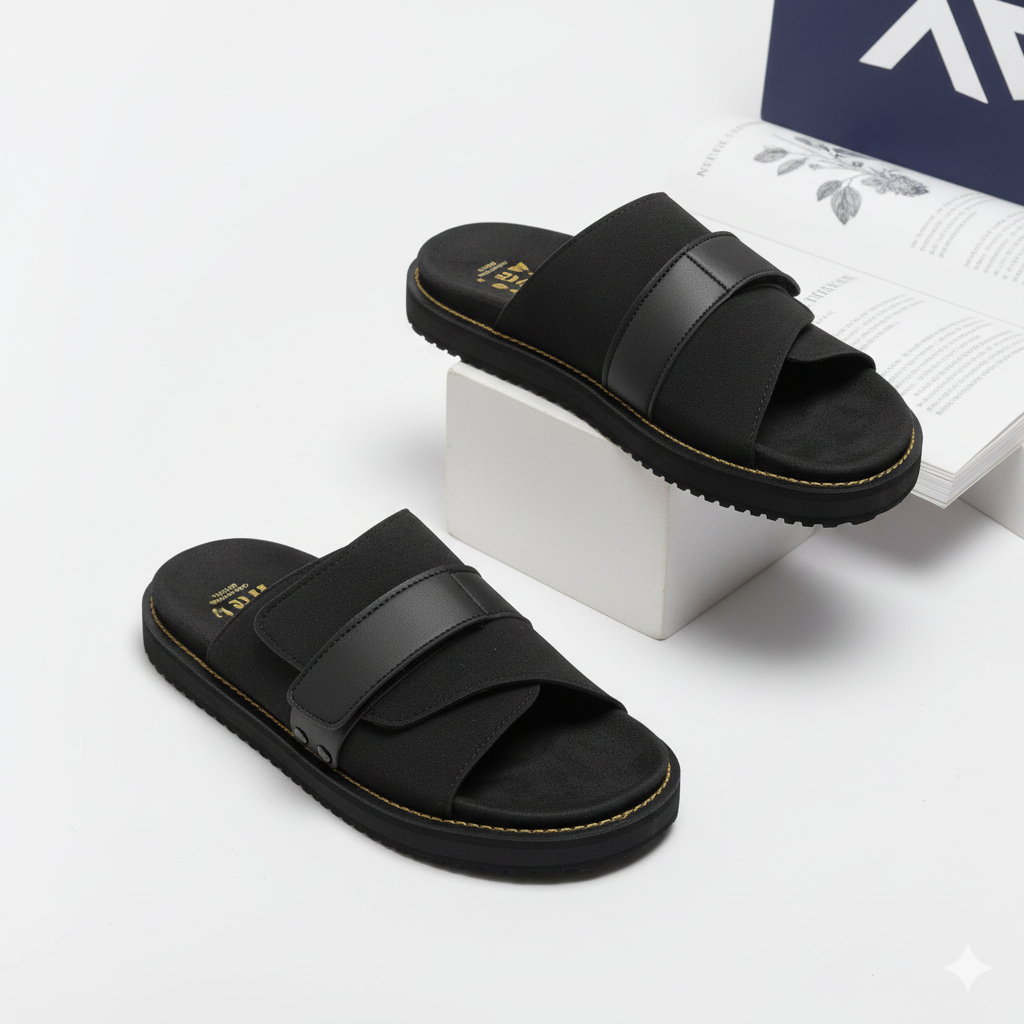 Jual Giant x NVR - Full Black Sandal Suede Kombinasi Kulit Sintetis ...