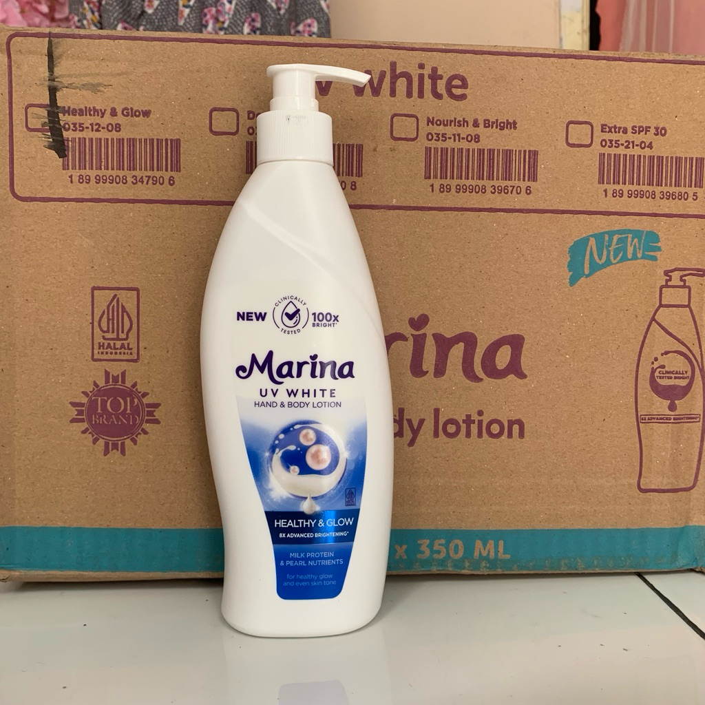 Jual MARINA Hand Body & Lotion UV White Healthy & Glow Pump 350 ml ...