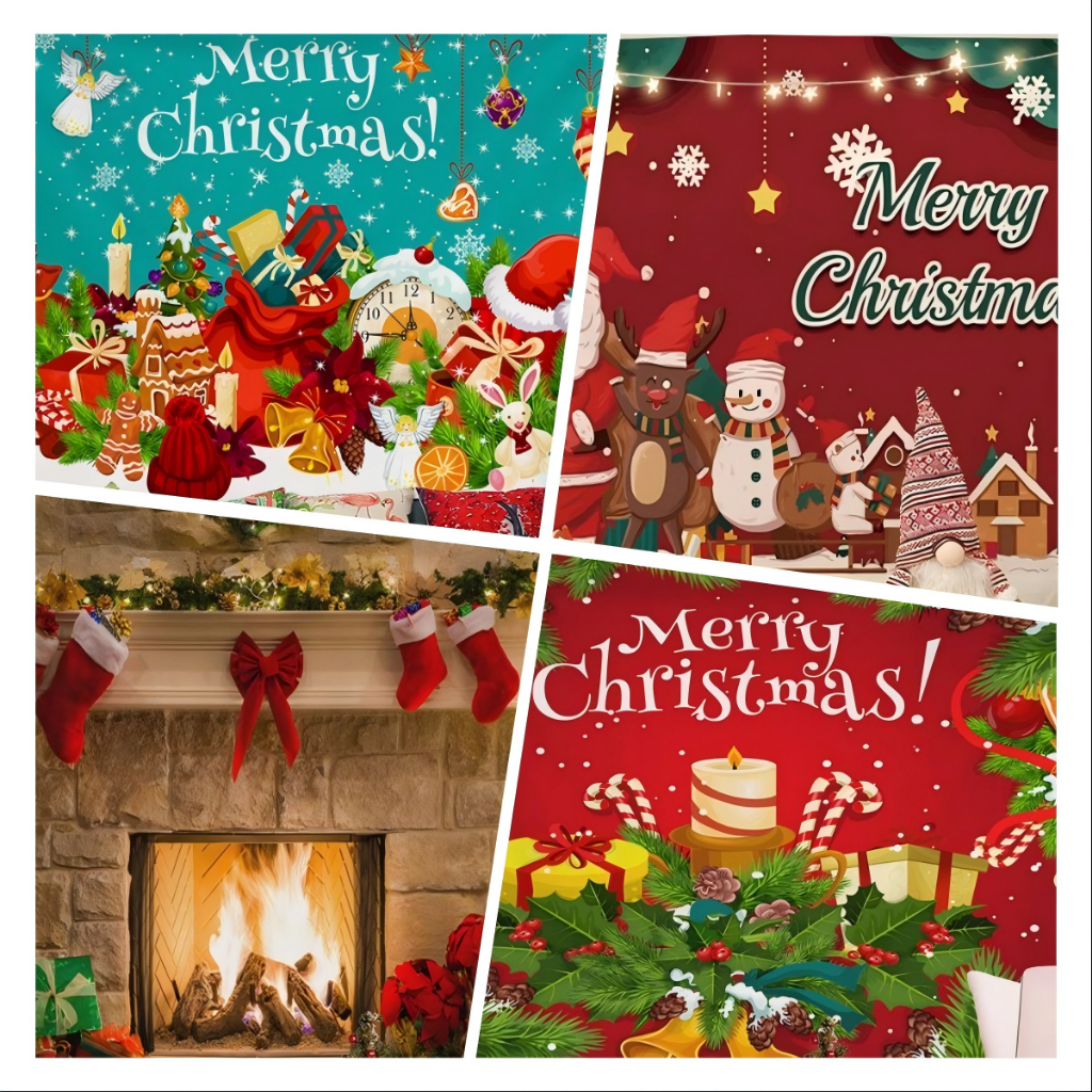 Jual Baru Natal latar belakang kain perayaan pesta acara dekorasi tapet ...