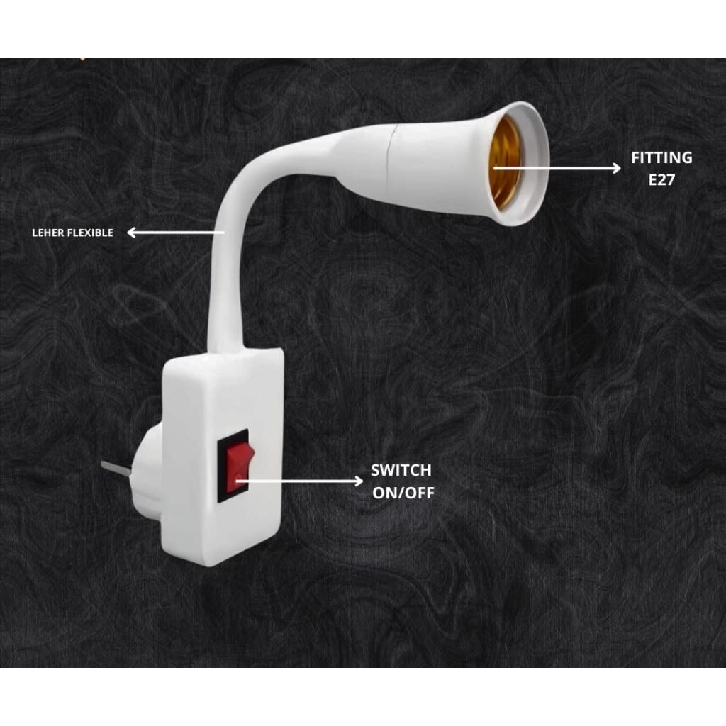 Jual Fitting lampu Flexible E27 / rumah lampu tidur / belajar + Saklar ...