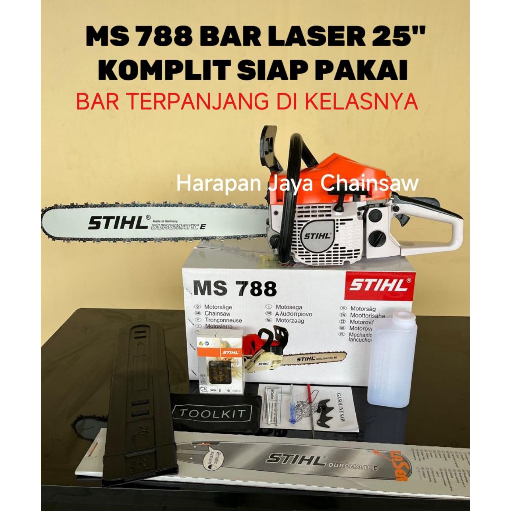 Jual Mesin Chainsaw Stihl MS 788 Bar Laser 25"/42T Komplit Fullset Siap ...