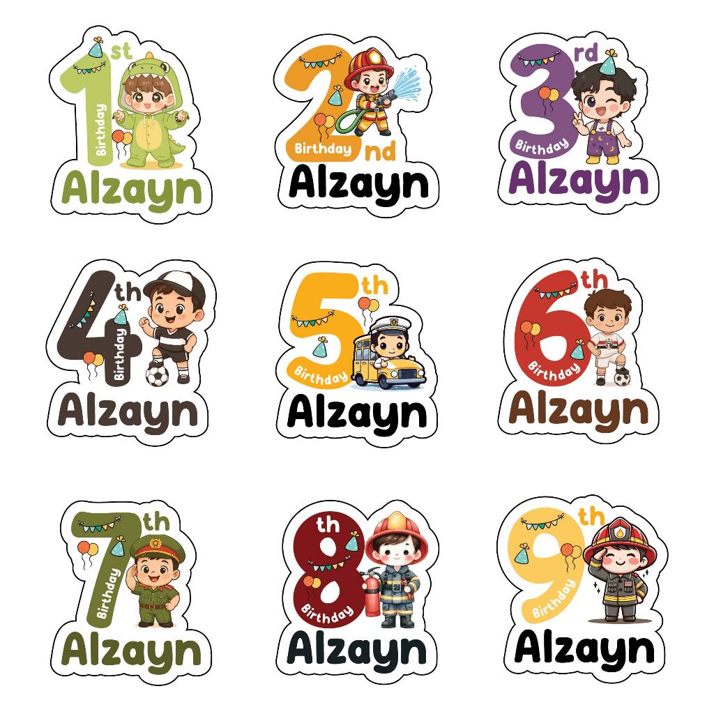 Jual 45 pcs Sticker Ulang Tahun Anak Karakter Angka COWOK | Shopee ...