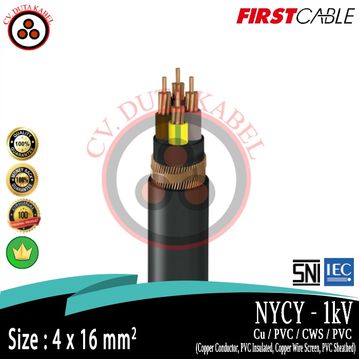 Jual Kabel NYCY 4x16 mm2 1kV MERK FIRST CABLE /4x16mm2/4 x 16 mm2/4x16 ...