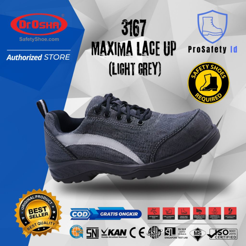 Jual Dr OSHA Maxima 3167 S1 Composite Safety Shoes - Light Grey ...