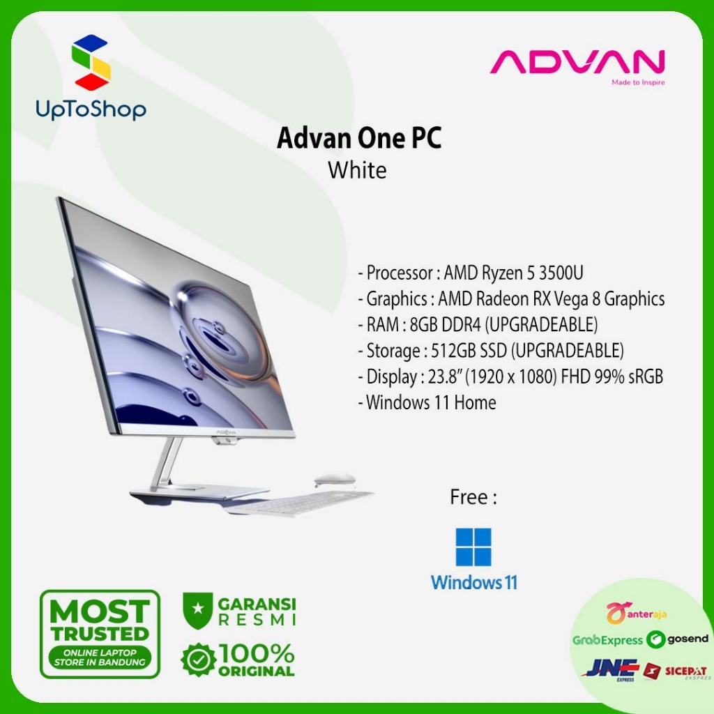 Jual Advan All In One PC AIO One PC AMD Ryzen 5 3500U 8GB 512GB 23.8 ...