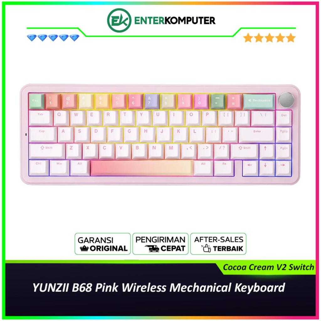 Jual YUNZII B68 Pink Wireless Mechanical Keyboard - Cocoa Cream V2 ...
