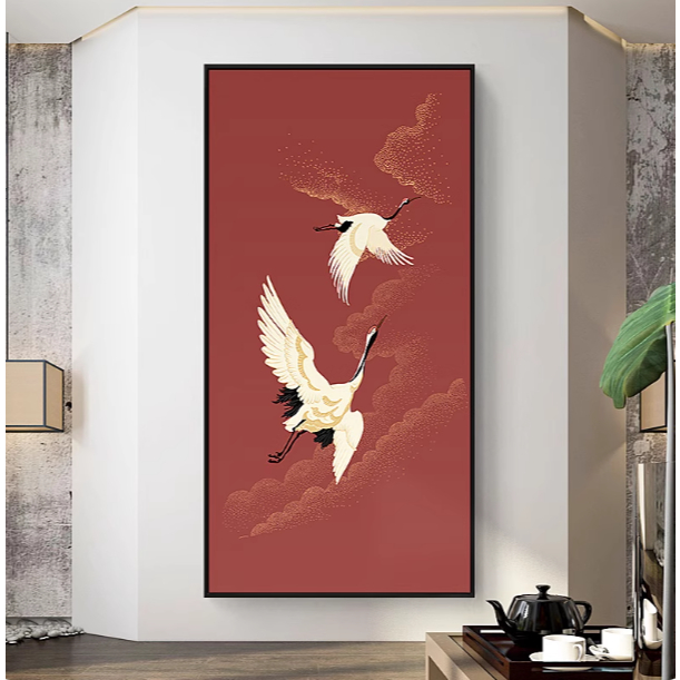 Jual Mural burung bangau merah untuk pintu masuk, hiasan dinding ...