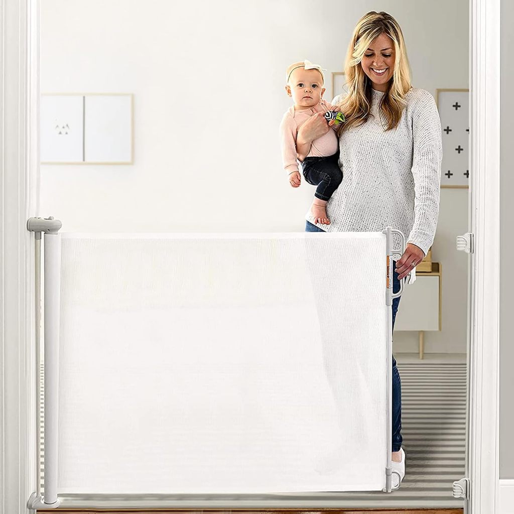 Jual Retractable Baby Gate, Momcozy Extra Wide Mesh Baby Gates for ...