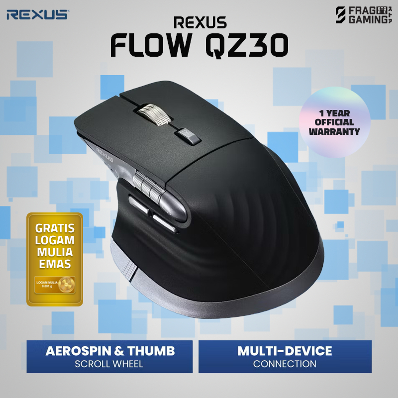 Jual Rexus Flow QZ30 / QZ-30 / QZ 30 Mouse Office Wireless Ergonomic Silent Click | Shopee Indonesia