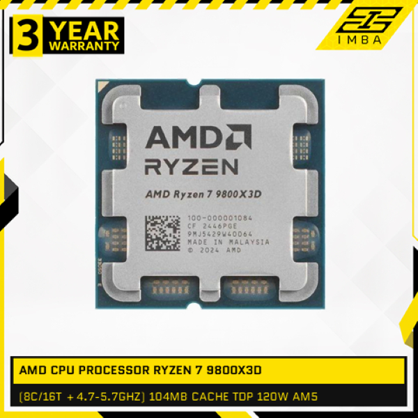 Jual AMD CPU PROCESSOR RYZEN 7 9800X3D (8C/16T + 4.7-5.7GHZ) 104MB ...